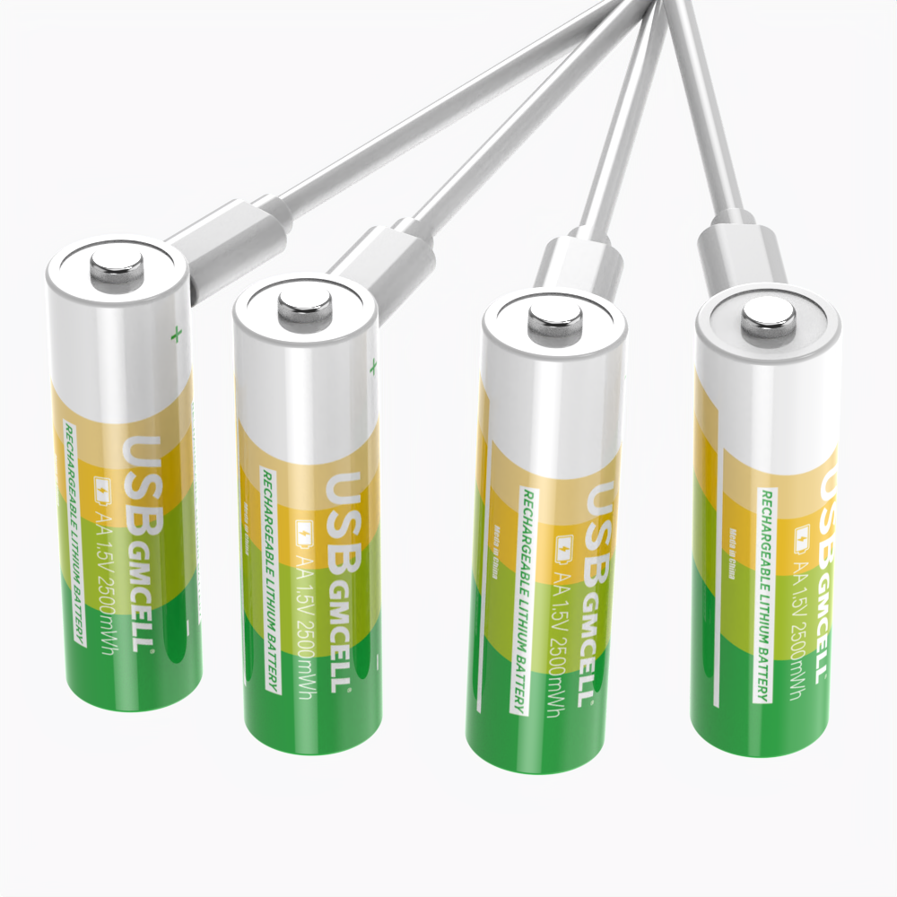 Custom GMCELL Lithium USB-C Battery 1.5V AA 2500mWh USB Rechargeable ...